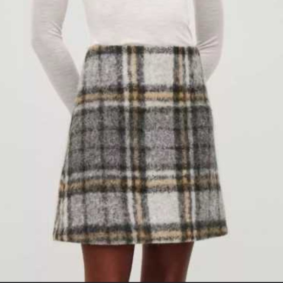 COS | Skirts | Cos Womens Minimalist Plaid Fuzzy Mohair Wool A Line ...